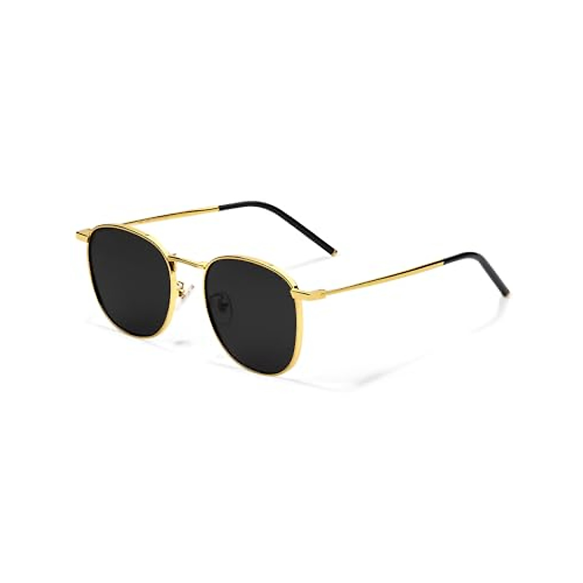 Veda Tinda Vision Sunglasses Women and Men Trendy Retro Square Black TAC Gold Frame Polarized UV400 Protection C09S01