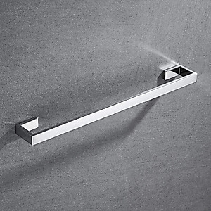 JunSun Polished Chrome Bath Towel Bar 24 Inch - Modern Bathroom Rack Holder - Wall Mounted Single Rod Hardware - Home Decor Rail Shelf Hanger