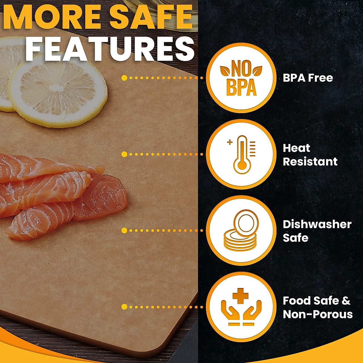 "Arco Design" Wood Fiber Cutting Boards | Extremely Durable | Non-Porous | Food and Dishwasher Safe | 100% Eco-Friendly (CSN Style | Set of 3 units (17.3" x 12.8" | 14.5" x 10.8" | 11.8" x 8.5"))