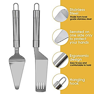Pie Server Spatula and Cake Cutter Slicer, Stainless Steel Set - Kitchen Essentials for Cutting & Serving Desserts, Brownies, Lasagna