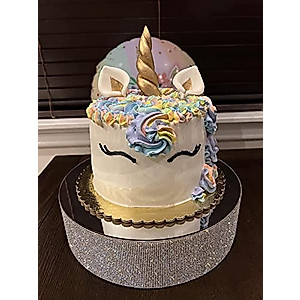 Flavorthings 16 Inches Bling Round Cake Stand Cupcake Base with Crystal Rhinestones Mirror Top, Gorgeous Cake Display Decorative Centerpiece for Wedding Parties (Silver, 16")