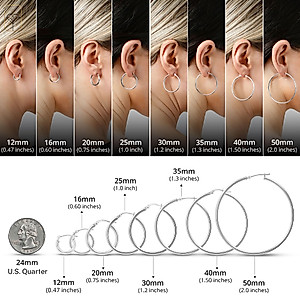 MAX + STONE Solid 14k Gold Hoop Earrings with Click Tops for Women | 1 Inch White Gold