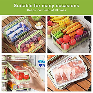 YUNLINLI 3 Pcs Large Fruit Storage Containers For Fridge with Removable Colanders, Airtight Food Storage Containers with Lids, Reusable Produce Saver with Handle, Stackable Plastic Fruit Veggie Saver