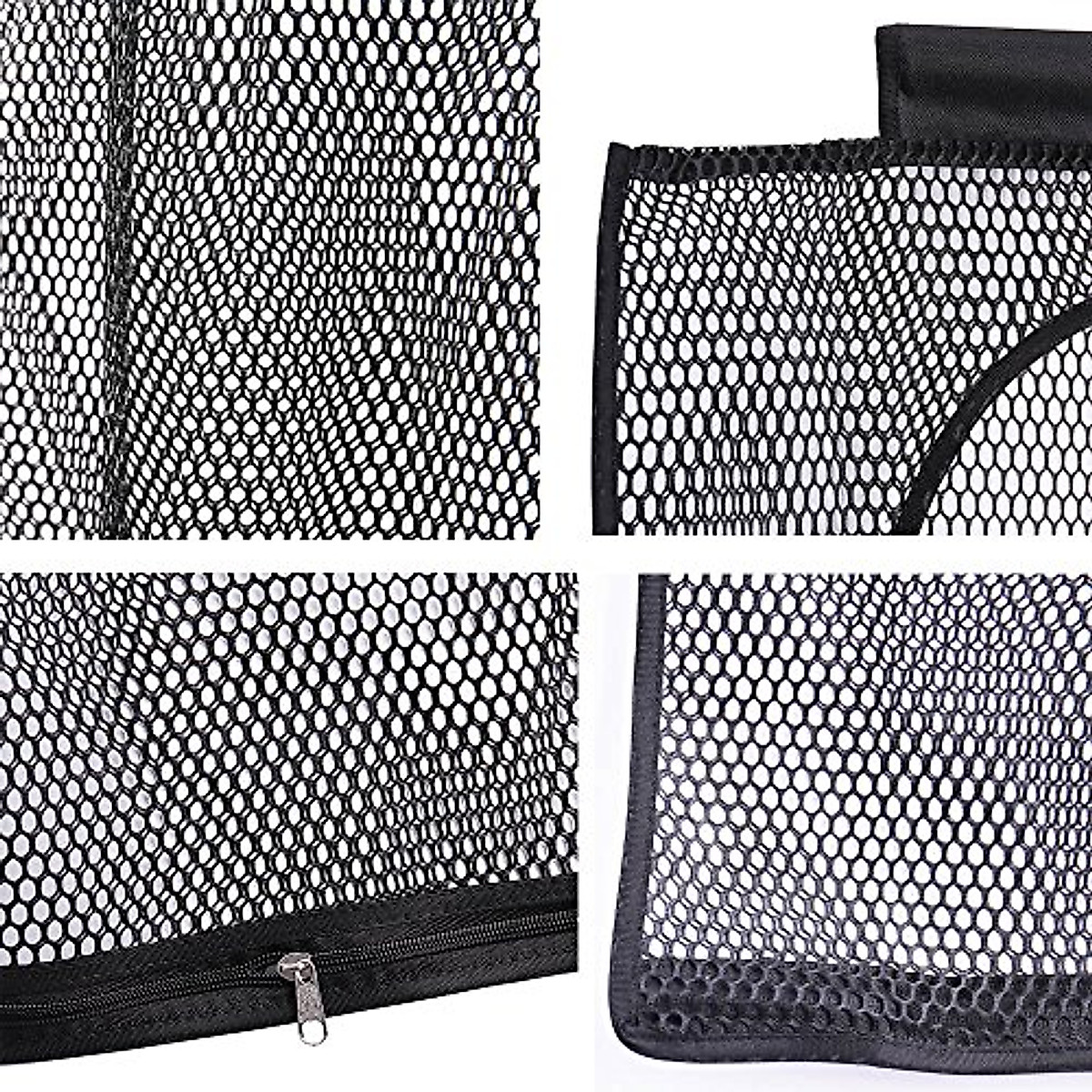 ALYER Breathable Mesh Laundry Hamper,Foldable Hanging Storage Basket,Portable Space Saving Storage Bag (Black)