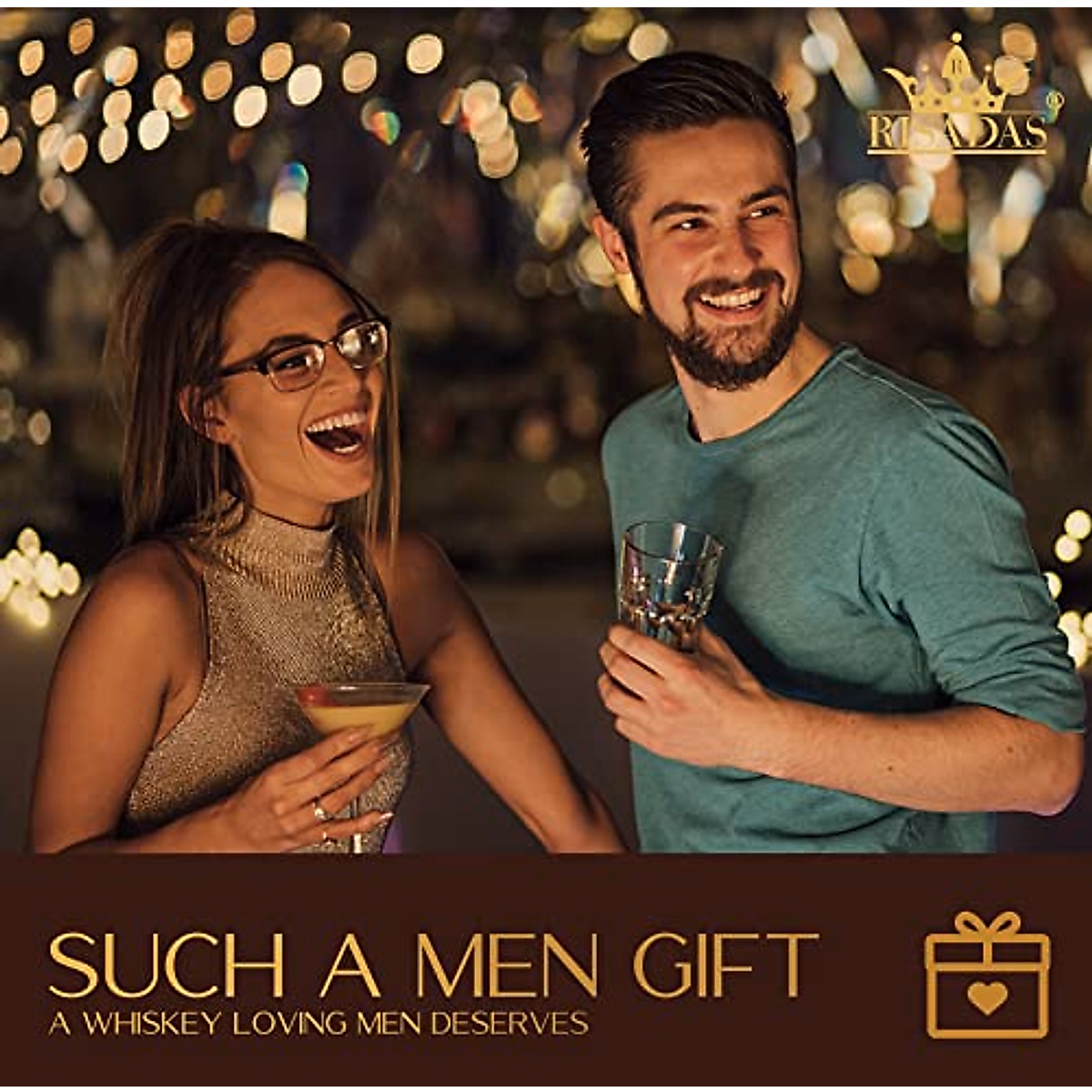 Gifts for Men Him,Whiskey Stones,Christmas Stocking Stuffers for Men,Cool Men Gifts for Christmas Anniversary Birthday from Wife Daughter,Unique Bourbon Gifts,Whiskey Gifts for Men Who Have Everything