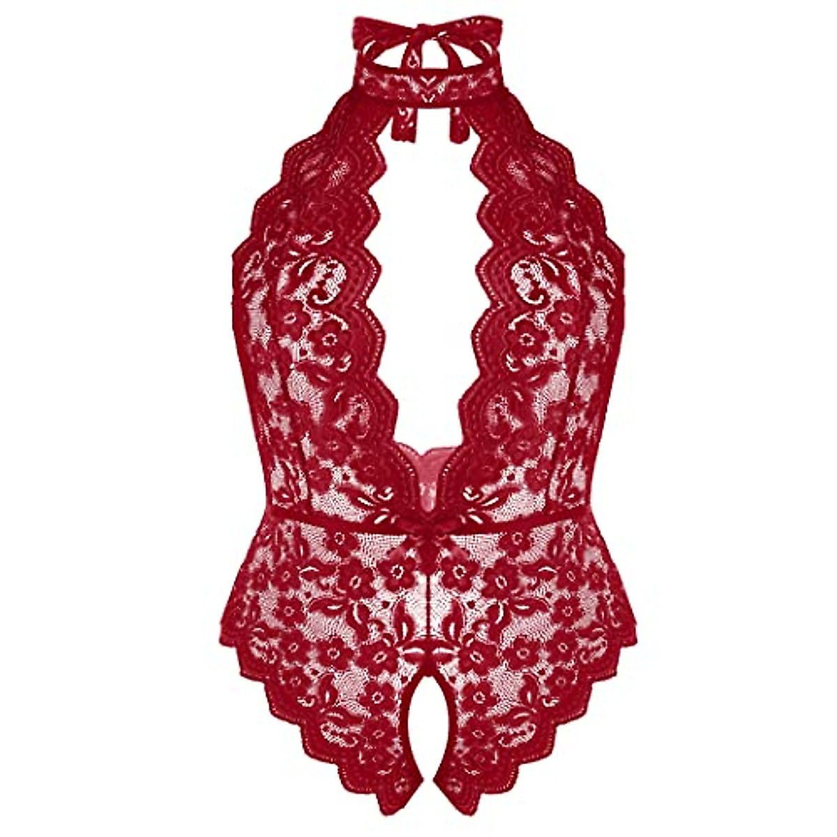 Avidlove Women Plus Size Lingerie Sexy Lace Bodysuit One Piece Babydoll Wine Red 22 Plus