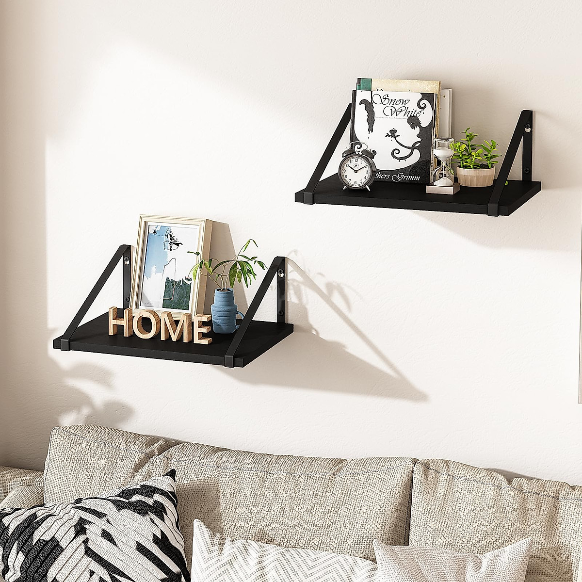 Fixwal Floating Shelves for Wall, 12 Inch Deep Black Shelves for Bedroom, Large Wall Shelf for Living Room, Kitchen, Bathroom, Laundry Room and Decor Storage