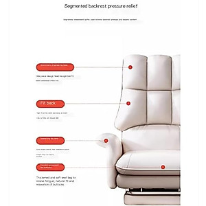 Home Office Desk Chairs, Swivel Chair Office Chairs, Ergonomic Office Chair, Home Office Desk Chairs, Computer Chair Sofa Chair Comfortable Bedroom Swivel Lift Leather Seat (Color : White Pedal)