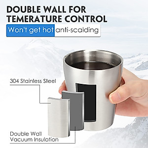 Mimorou 8 Pack Stainless Steel Insulated Cup 10 oz Metal Tumbler Double Wall Vacuum Water Glasses Camping Reusable Mugs Bbq Home Office Party Coffee