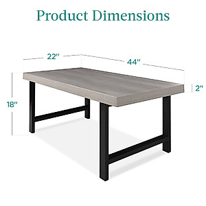 Best Choice Products 44in Modern Coffee Table Butcher Block Top Large Accent Table, Rectangular Wood Industrial Rustic Coffee Table for Living Room w/ 2in Metal Legs, 3in Tabletop - Gray