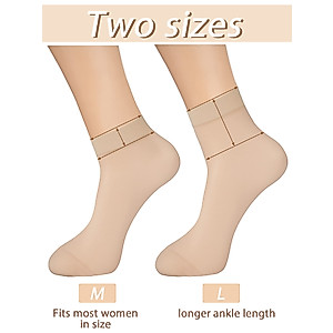 Geyoga 12 Pairs Sheer Ankle Socks Thin Nylon Transparent Ankle High Hosiery Socks Short Dress Stockings for Women and Girls (Nude Color,Medium)