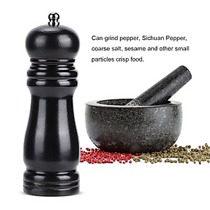 Wood Pepper Grinder Pepper Mill, 6 inch Durable Manual Pepper Mill with Adjustable Upper Knob, Ergonomic Pepper Mill for Home Kitchens, Restaurants, Hotels