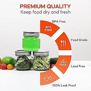 Mcupper 6 Pack Small Mason Jars 8 oz, Half Pint Canning Jars, 6 Split-Type Lids and EXTRA 6 Single Lids Included, Regular Mouth Glass Jars for Canning, DIY & Candle