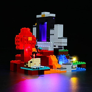 Xunsan LED Light Kit for Lego Minecraft The Ruined Portal 21172 Building Blocks, Lighting Kit Designed for Lego 21172 Set, Standard Version - NOT Included Lego Model