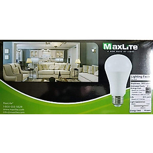Maxlite LED Dimmable 4 Pack A19 Bulb 100W Daylight 5000K, White