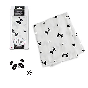 Lulujo Baby Silky Soft Muslin Swaddle Blanket, 47 x 47-Inches, Panda