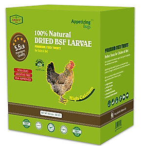5.5 LBS Dried Black Soldier Fly Larva/Dried Mealworms - 100% Natural BSF Larvae - 85XMore Calcium Than Mealworms - High Calcium Treats for Chickens, Birds, Reptiles, Hedgehog, Geckos, Turtles- 5.5 LBS