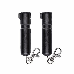 SABRE Mighty Discreet Pepper Spray for Self Defense, Protect Against Multiple Threats, 16 Bursts, Small Ultra-Compact Design, UV Marking Dye, Snap Clip, Key Ring, Twist Lock Safety, 0.18 fl oz, 2 Pack