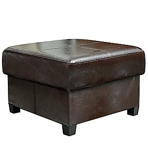 GLAXYFUR Folding Storage Bench, Cube PU Leather Footstool with Legs, Coffee Table, Ottoman with Storage for Living Room, 23.6 x 23.6 x15 Inches, Brown