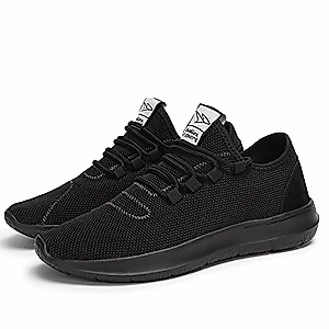 KEEZMZ Men's Running Shoes Fashion Breathable Sneakers Mesh Soft Sole Casual Athletic Lightweight All Black-44