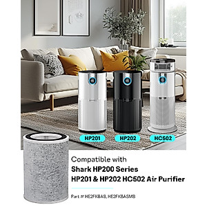 True HEPA HP201 HP202 Filter Replacement for Shark HP200 Series & HC501 HC502 UA205 Air Puri-fier MAX,3-in-1 H13 Grade Filter, Part # HE2FKBAS, HE2FKBASMB
