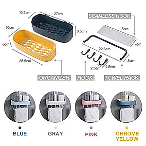 BEAUTTI DAUPHINE Self Adhesive Wall Mounted Shower Caddy Shelf Bath Organizer, Shampoo Shelves Storage Basket Soap Holder for Bathroom, Kitchen