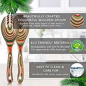 Salad Tongs, Wooden spoons, Salad Tongs for Serving, WOSPONFAN 12-inch Pakkawood Serving Utensils Set Salad Servers Set Kitchen Cooking Utensil