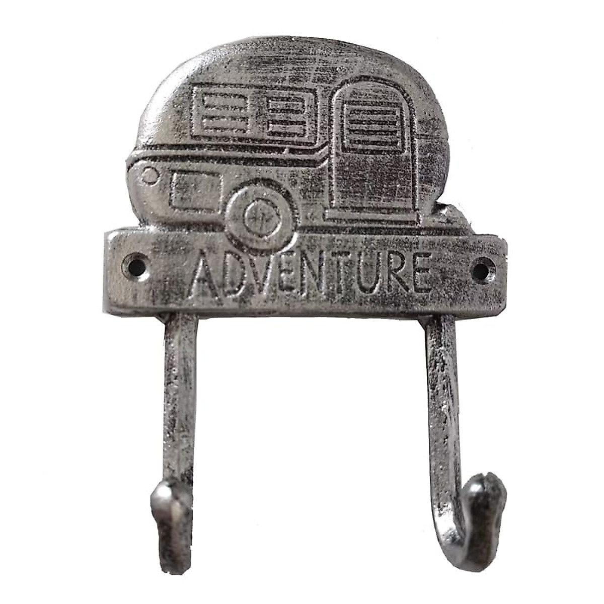 The Bridge Collection 6" Camper with Hooks - Coat Hanger Cabin Decor - Cast Iron Camper Hanger for Coats - Fun Camper Decor for Kids Bedroom - Gift for Kids and Camping Lovers - Hanger with Two Hooks