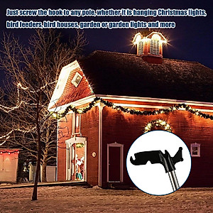 PEUTIER 4pcs Plastic Utility Hook, 3/4 inch Screw on Pole Hook Attachment Multi Purpose Extension Pole Hook for Threaded Poles Hanging Christmas Light Strings Bird Feeders Rope (Black)