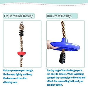 IFOYO Climbing Rope Swing for Trees, Heavy Duty Plastic Disc Swing Seat for Kids and Adults Outdoor Tree Backyard Playground Swing, Blue