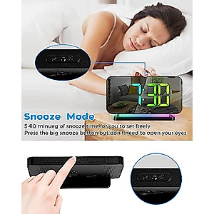SZELAM Alarm Clock for Heavy Sleepers Adults,7.4” Digital Clocks Large Display,with USB C Port,RGB Night Light,5 Levels Volume,Auto Dimmer,LED Desk Clock for Bedroom Decor - Black