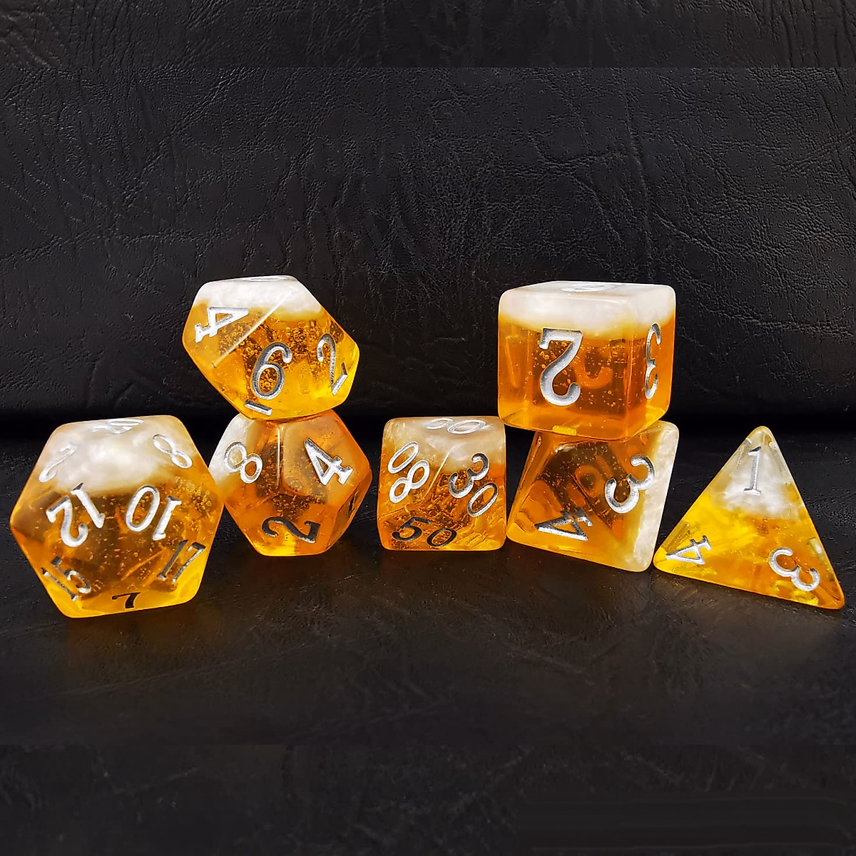 Bescon Beer Dice Set, Novelty 7pcs BeerDice Polyhedral D&D DND Dice Set of 7pcs; Lager Set