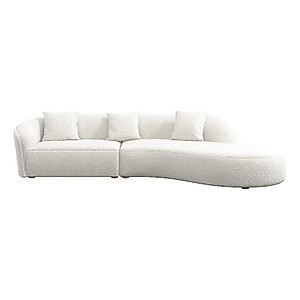 Ashcroft Furniture Co Galler Mid Century Modern Luxury Japandi Style Boucle Fabric Couch in Cream
