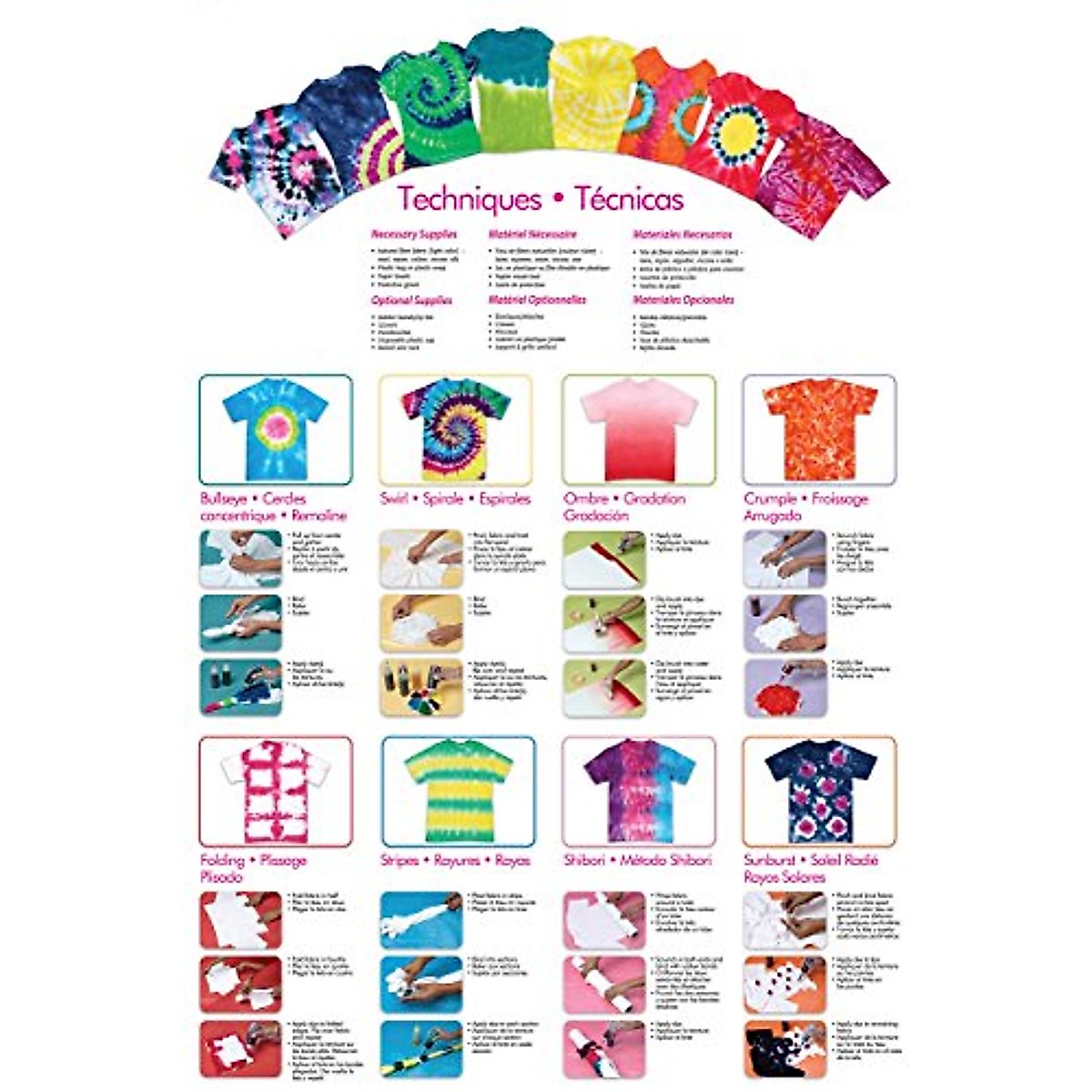 Tulip One-Step Tie-Dye Kit Extra Large Block Party 16 oz Easy Squeeze Bottles, All-in-1 Kit for Group Activity Tie-Dye, 6, Vibrant Colors