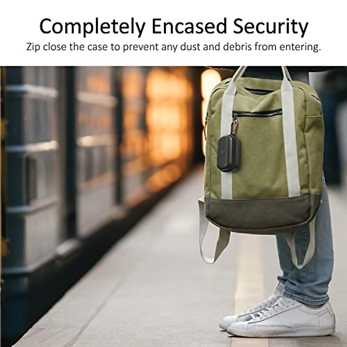 iLuv Protection Wireless Earphone Case with Accessory Storage Pocket, Carabiner Clip, Sturdy Zipper; Compatible with Apple Airpods, Samsung Buds, Beats Studio Buds & Most Wireless Earphones; Small