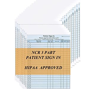 NCR Carbonless 3 Part Patient Sign in Sheets HIPAA Approved and Compliant for Confidentiality in All Medical Offices