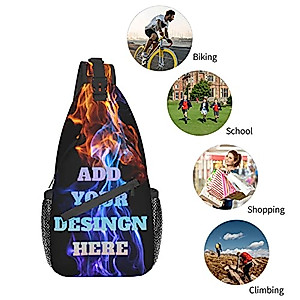 Custom Sling Bag, Customize Personalise Image Text Sling Crossbody Backpack, Lightweight Waterproof Leisure Zipper Crossbody Shoulder Bag for Travel Cycling Walking
