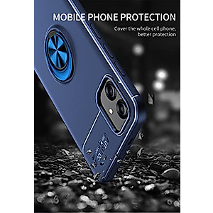 Asuwish Phone Case for Samsung Galaxy A04 with Tempered Glass Screen Protector Cover and Cell Accessories Kickstand Stand Magnetic Ring Holder Protective Soft TPU Silicone Ao4 A 04 4G Women Men Blue