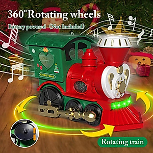 JUQU Train Toy for Christmas - Toy Train w/Lights & Customized Sounds for Christmas - 360° Rotation Moving Bump and Go Train Locomotive for Kids Toddlers for Age 3 4 5 6 7 8+ Boys Girls (Red/Green)