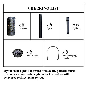 6 Pack Solar Light Outdoor Garden Patio Pathway Landscape Lights Yard Driveway Lawn Walkway Decoration Star Moon Solar Lantern Waterproof Outside Path Hanging Sidewalk Courtyard Black