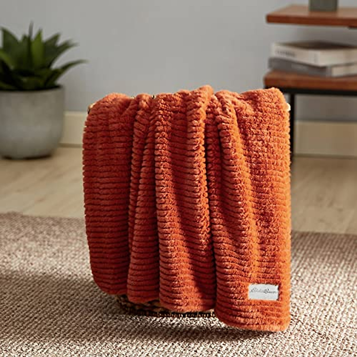Eddie Bauer- Throw Blanket, Ultra Soft Plush Home Décor, All Season Bedding (Textured Solid Orange, 50 x 60)