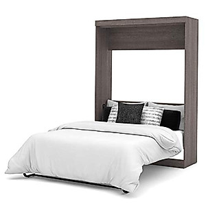 Bestar Nebula 59W Full Murphy Bed in bark Grey & White