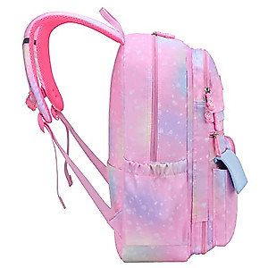 Wraifa Girls Backpack Elementary School Backpacks for Girls Cute Princess Preschool Middle School Bag Kids Bookbag (Z-Heart Pink With Lunch Box)