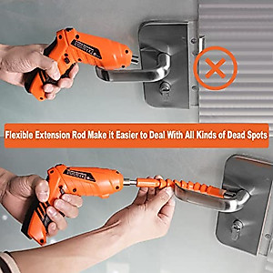 MQ Electric Screwdriver, 3.6V Cordless Screwdriver Kit with Rechargeable Battery, Dual Position Handle & LED Front Light, 49PCS Portable Skil Screwdriver for Home Office DIY Tools, Orange