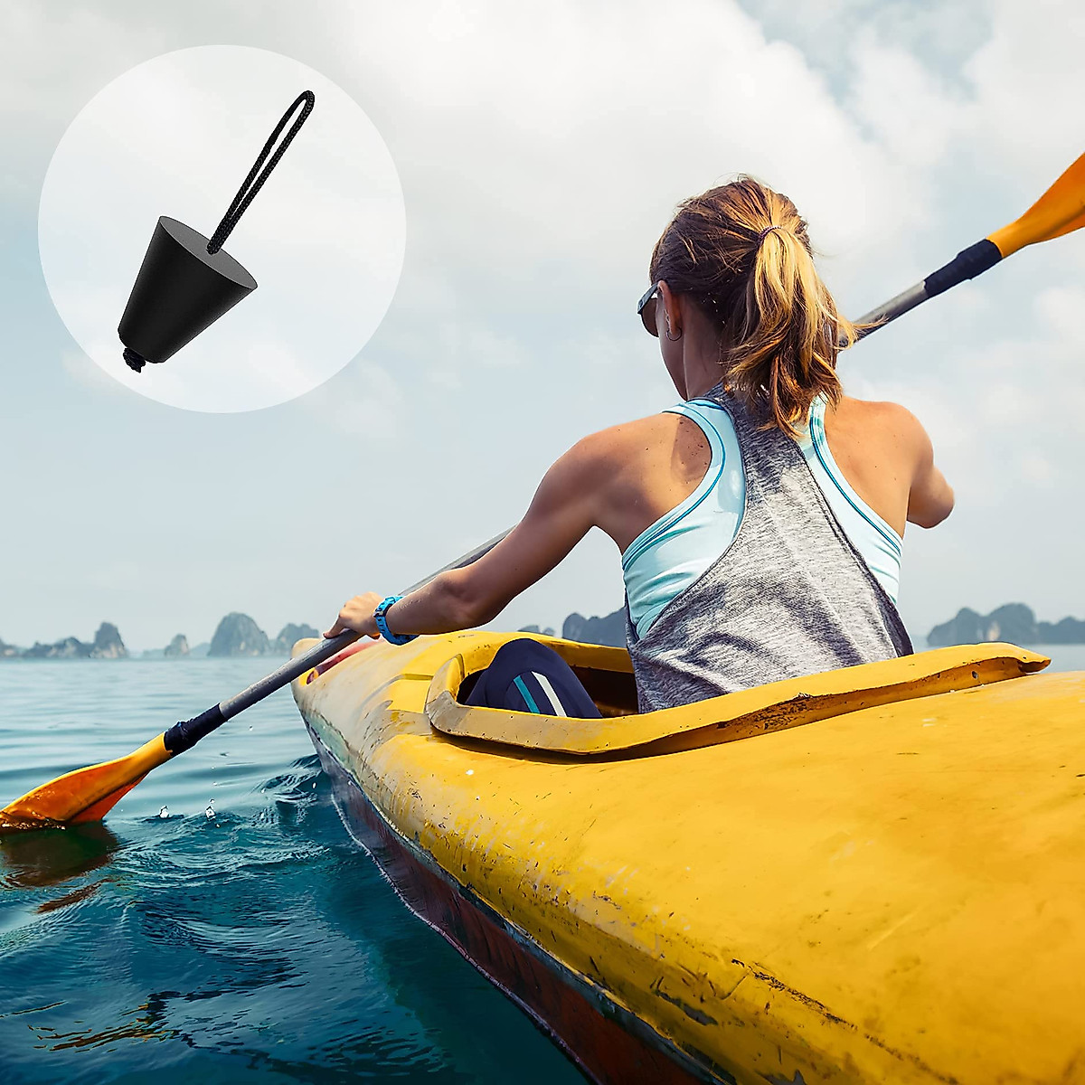 Hikeen 6 Pieces Kayak Plugs Scupper Plugs Kayak Drain Plugs with Lanyard Kayak Plugs for Sit on Top