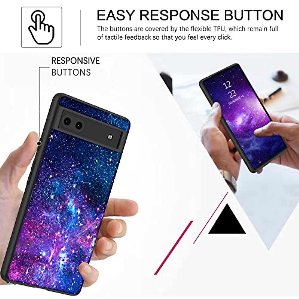 BENTOBEN Pixel 6a Case, Slim Fit Glow in The Dark Hybrid Hard PC Soft TPU Bumper Drop Protective Girls Women Boy Men Phone Cases Cover for Google Pixel 6a 6.1", Nebula/Galaxy