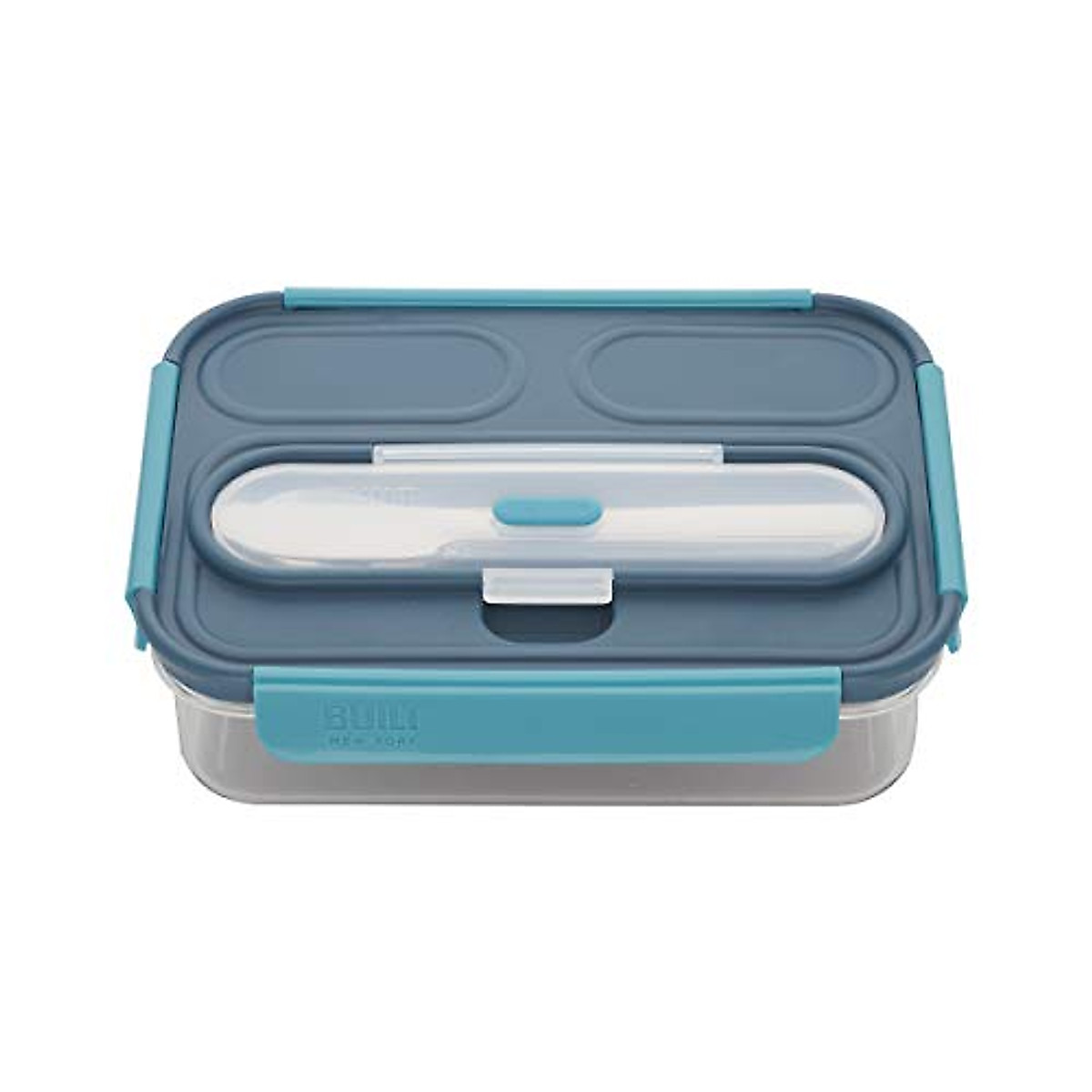 BUILT Gourmet 3 Compartment Bento Container with Utensils