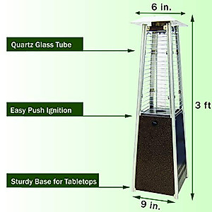 Hanover Mini Pyramid Tabletop Propane Patio Heater in Hammered Bronze