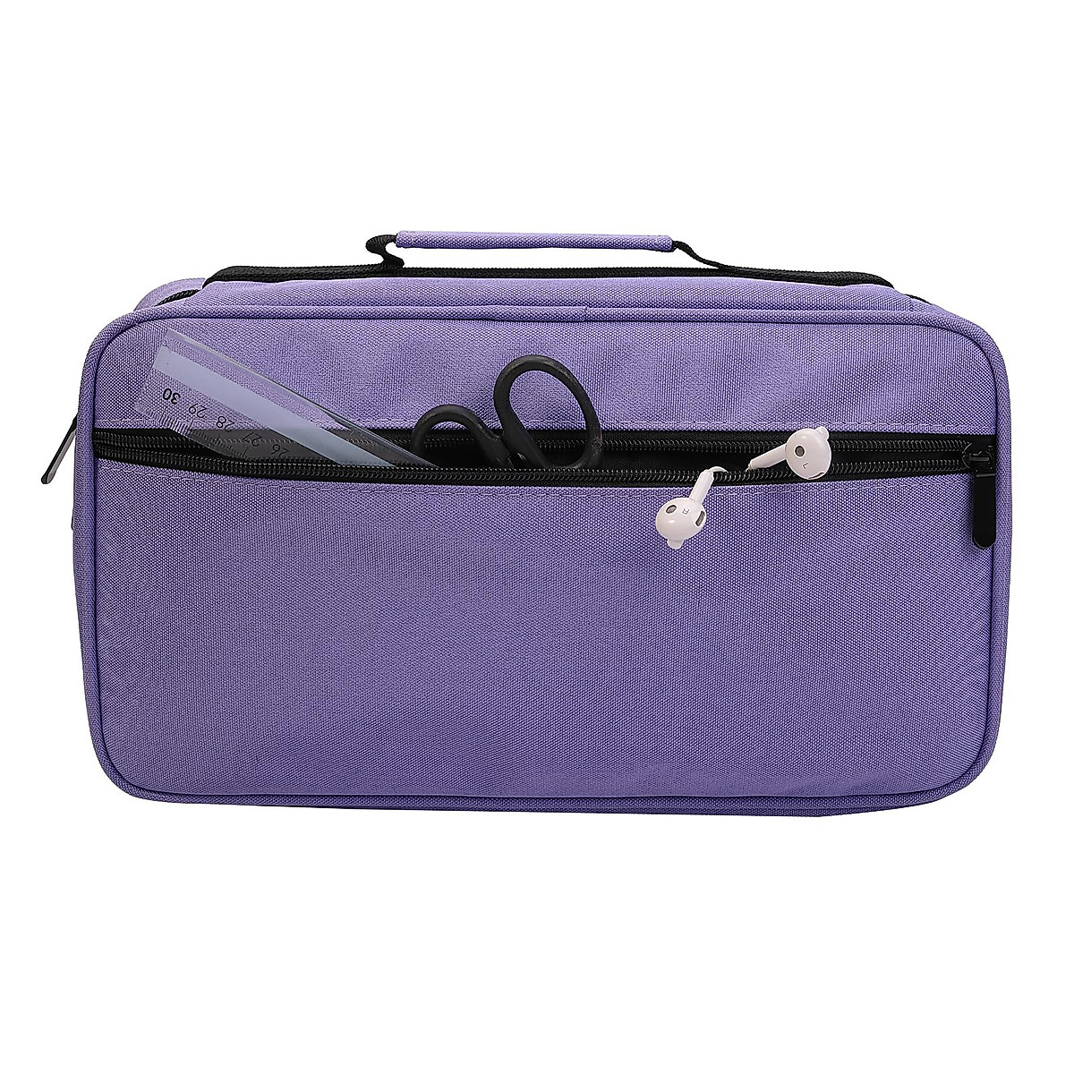 BOMKEE 60 Slots Marker Organizer Case, Large Marker Case for 60 Markers Big Capacity Marker Storage Bag Pen Case Pencil Pouch with Carrying Handle