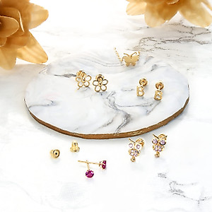 Tiny Petite Dainty Real 14K Yellow Gold Sunflower Daisy Flower Stud Earrings For Women Teen Secure Clutch Screw back